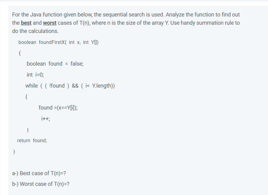 Solved For the Java function given below, the sequential | Chegg.com