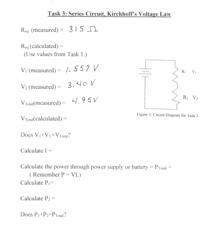 Solved Circuit Lab 2 Name For calculation of Current and | Chegg.com