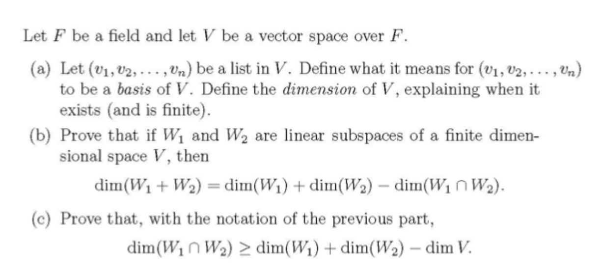 Solved Let F be a field and let V be a vector space over F. | Chegg.com