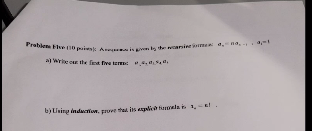 Solved A sequence is given by the recursive formula: An = n | Chegg.com