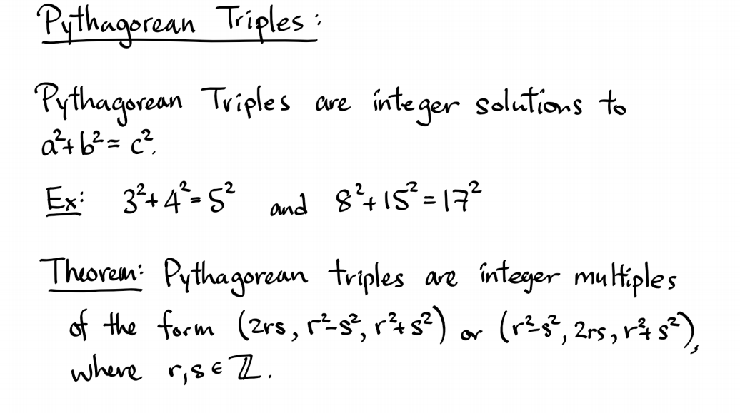 Solved Pythagorean Triples : Pythagorean Triples are integer | Chegg.com
