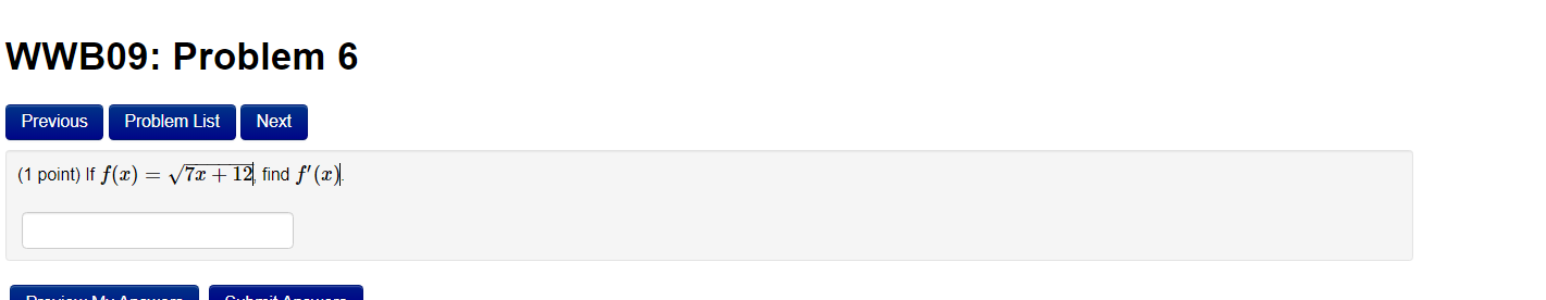 Solved Webwork / matn121-spring20227 WWD0971 WWB09: Problem | Chegg.com