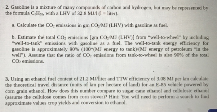 2. Gasoline is a mixture of many compounds of carbon | Chegg.com