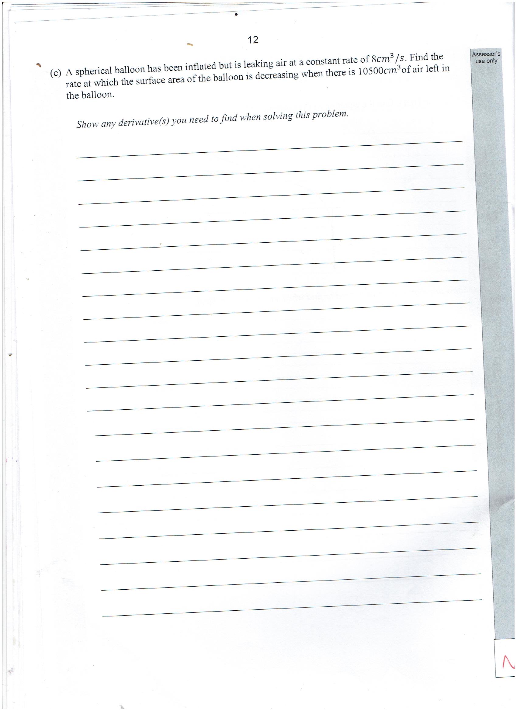 Solved (e) A spherical balloon has been inflated but is | Chegg.com