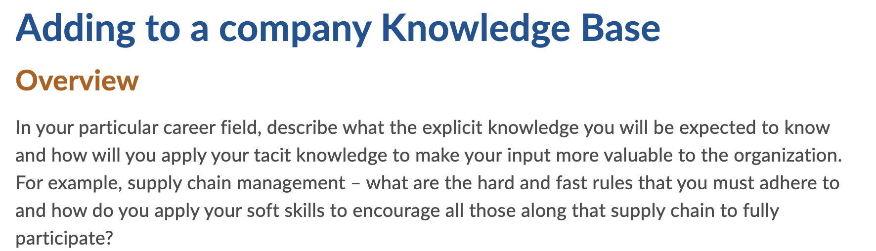 Solved Adding to a company Knowledge Base Overview In your | Chegg.com