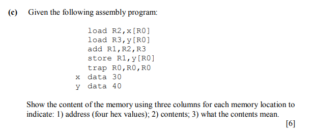 Solved (c) Given the following assembly program: load R2, | Chegg.com