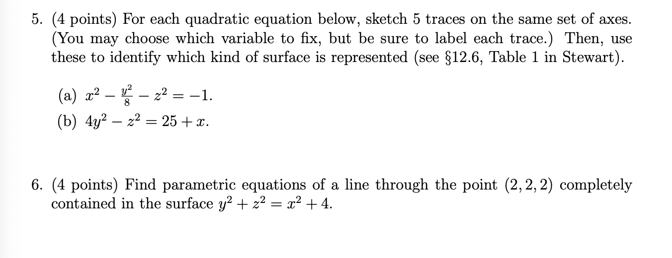Solved 5. (4 points) For each quadratic equation below, | Chegg.com