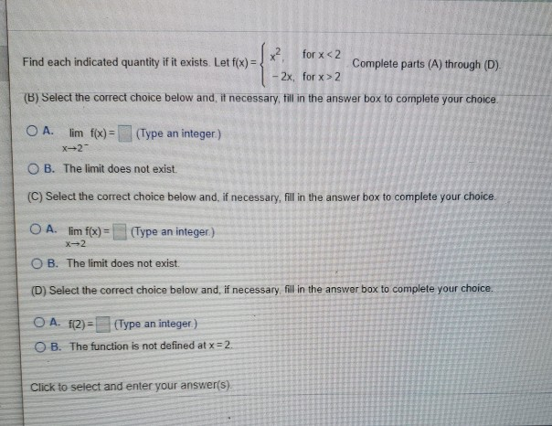 Solved Find each indicated quantity if it exists. Let f(x) = | Chegg.com