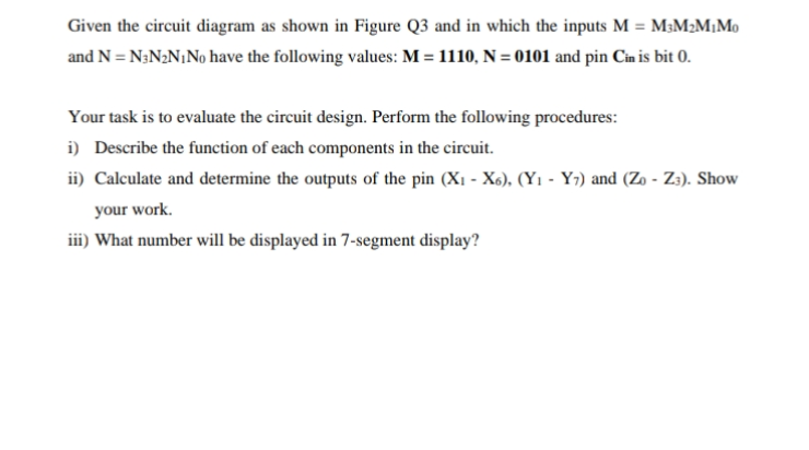 Solved Given the circuit diagram as shown in Figure Q3 and | Chegg.com