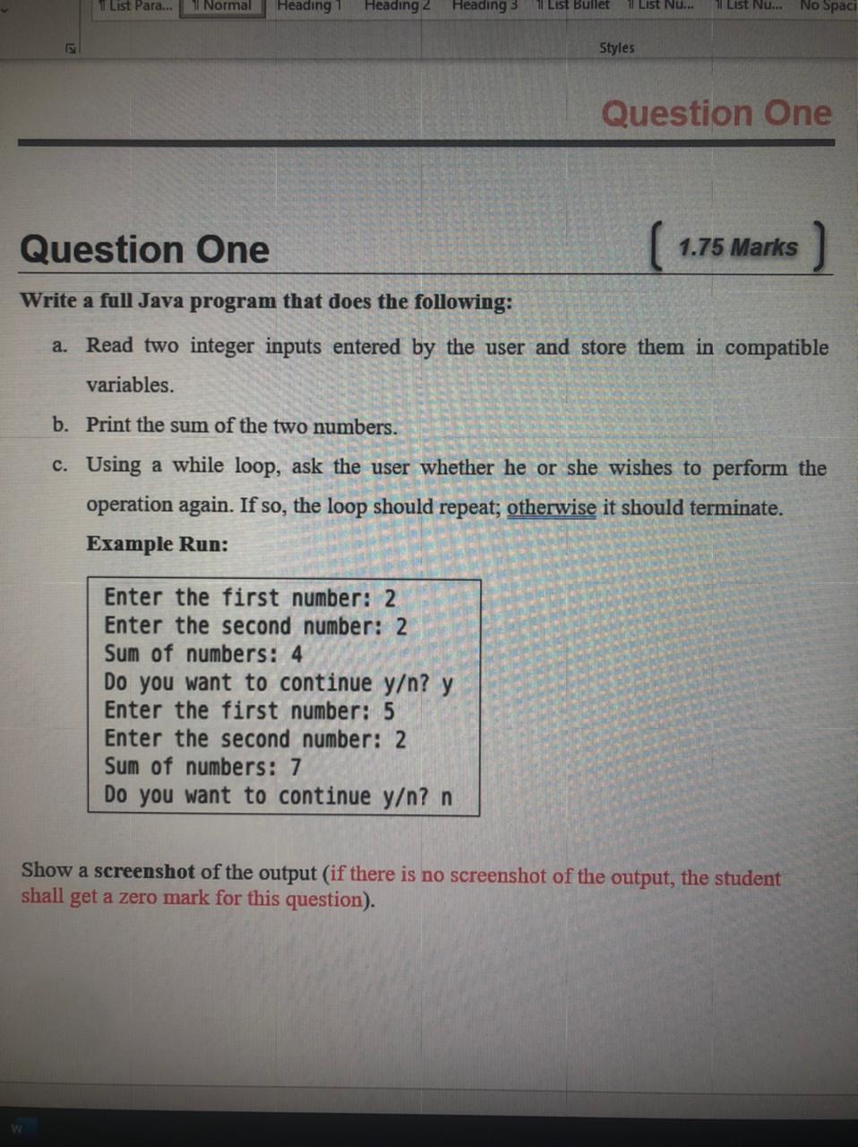 Solved 11 List Para... I Normal Heading Heading 2 Heading 3 | Chegg.com