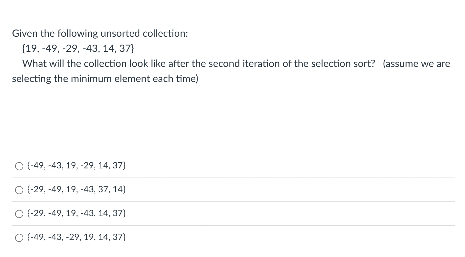 Solved Given The Following Unsorted Collection 