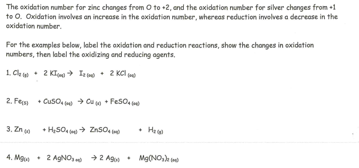 Solved The oxidation number for zinc changes from 0 to +2, | Chegg.com