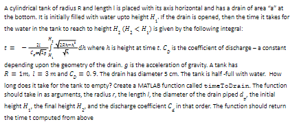 Solved A cylindrical tank of radius R and length I is placed | Chegg.com