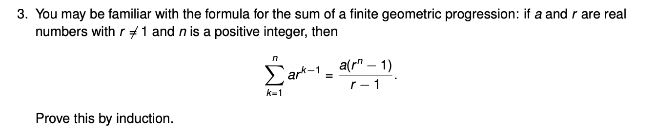 Solved You may be familiar with the formula for the sum of a | Chegg.com