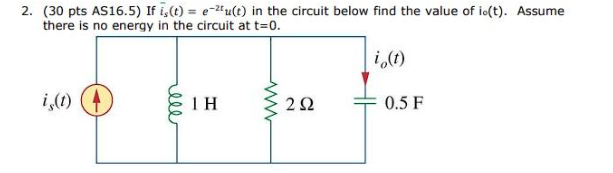 Solved 2. (30 pts AS16.5) If iˉs(t)=e−2tu(t) in the circuit | Chegg.com