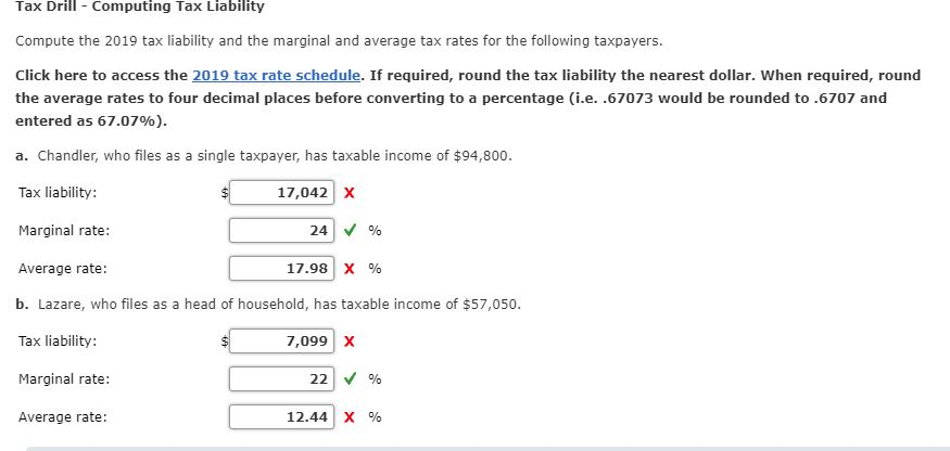 Solved Tax Drill - Computing Tax Liability Compute the 2019 | Chegg.com