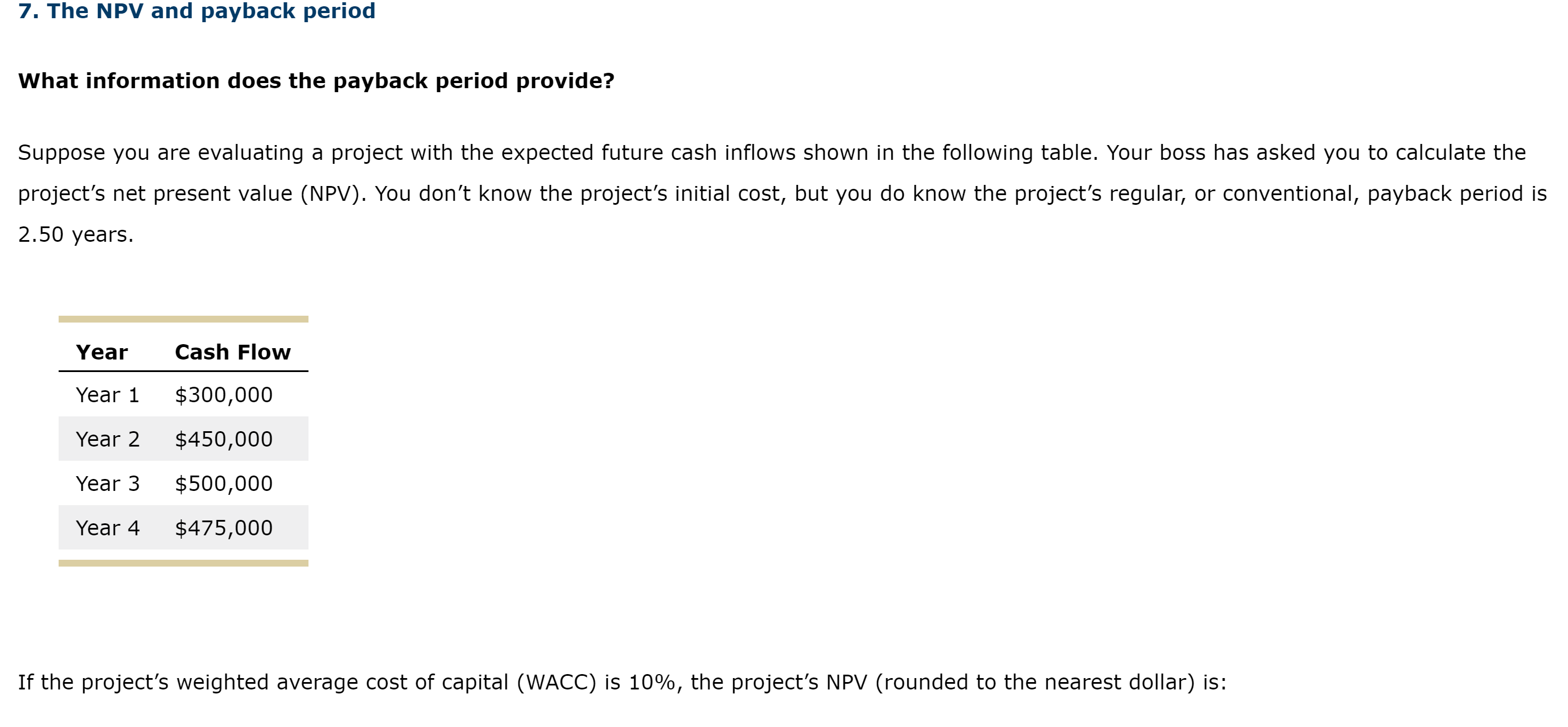 Solved What information does the payback period provide? | Chegg.com