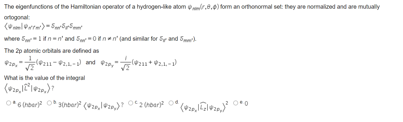 Solved The eigenfunctions of the Hamiltonian operator of a | Chegg.com