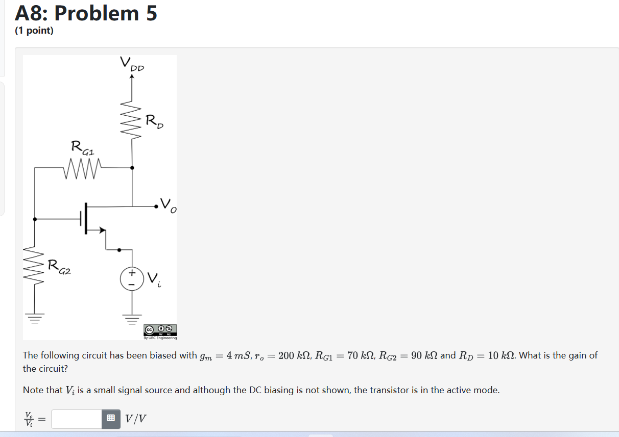 Solved A8: Problem 5 (1 point) The following circuit has | Chegg.com