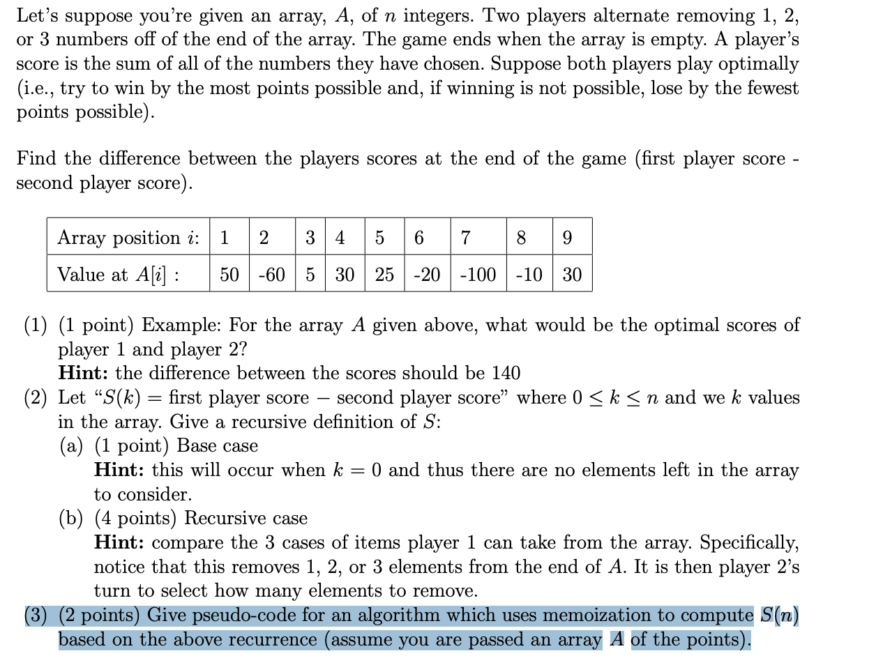 Let's suppose you're given an array, A, of n | Chegg.com