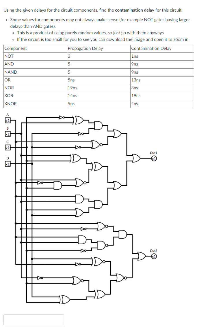 Solved Using the given delays for the circuit components, | Chegg.com