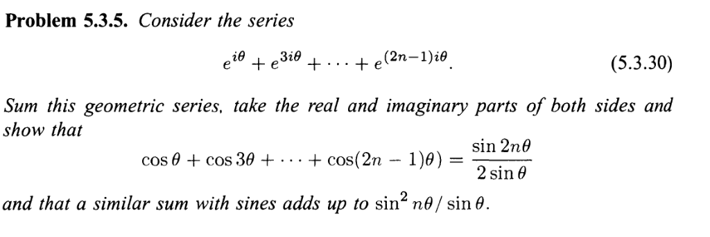 Solved Problem 5.3.5. Consider the series ύθ (5.3.30) Sum | Chegg.com