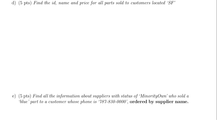 Solved Use the following Schema to provide SQL queries and | Chegg.com