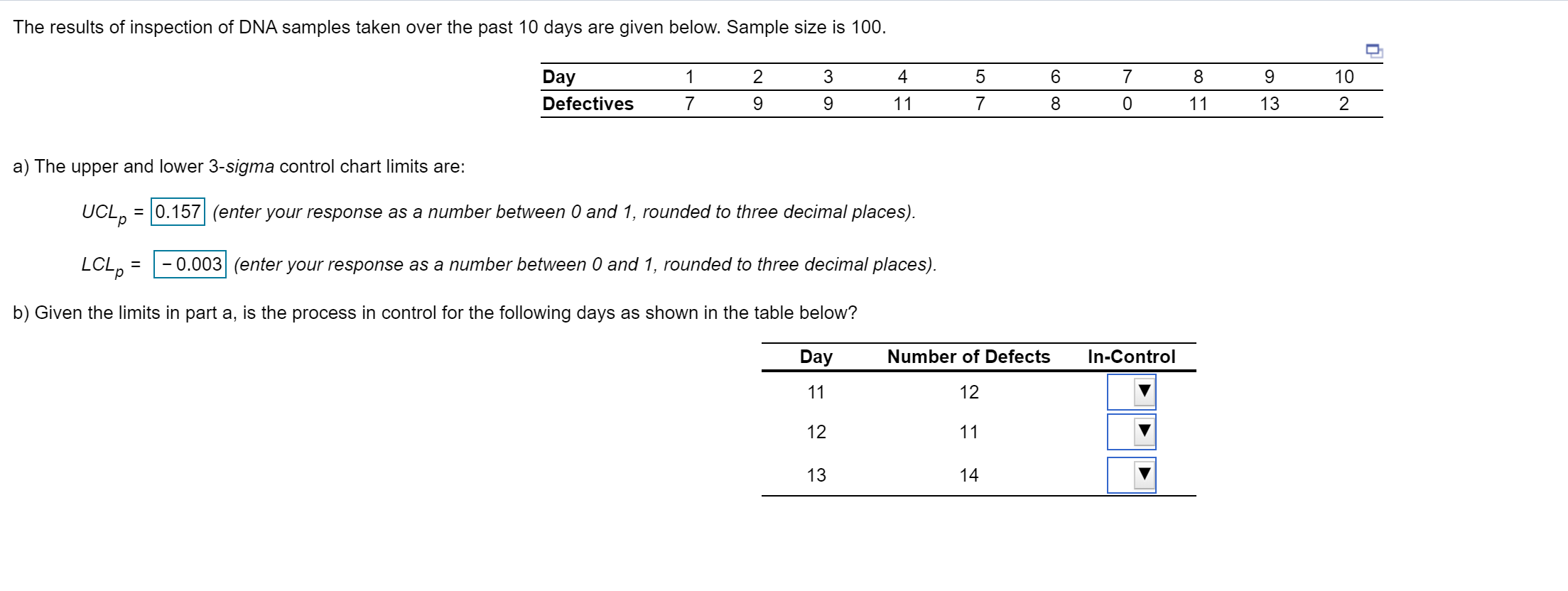 Solved The results of inspection of DNA samples taken over | Chegg.com