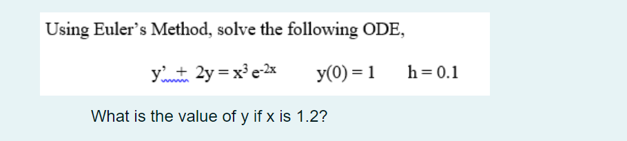 Solved Using Euler's Method, solve the following ODE, yimta | Chegg.com