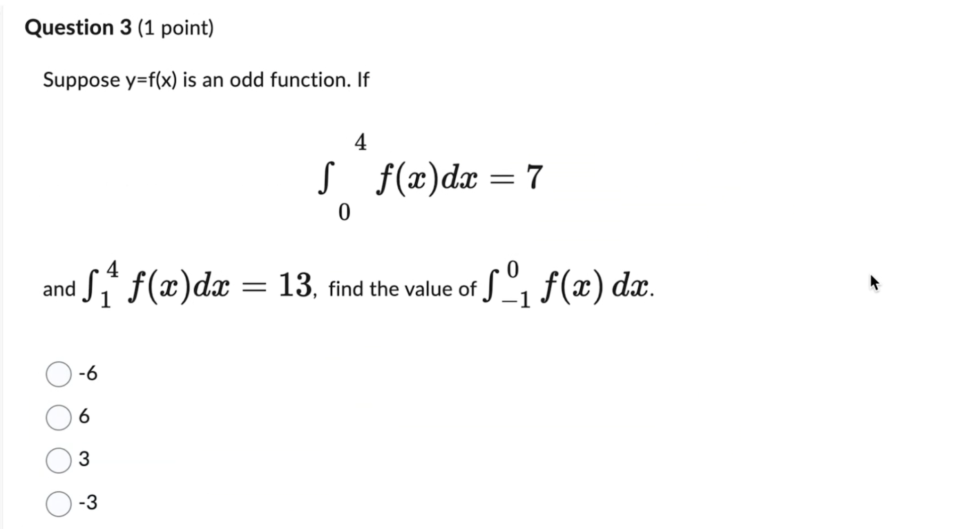 Solved Suppose y=f(x) is an odd function. If ∫04f(x)dx=7 and | Chegg.com