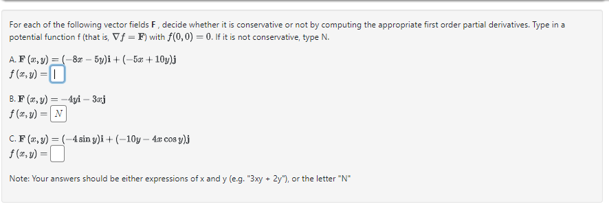 Solved For each of the following vector fields F, decide | Chegg.com