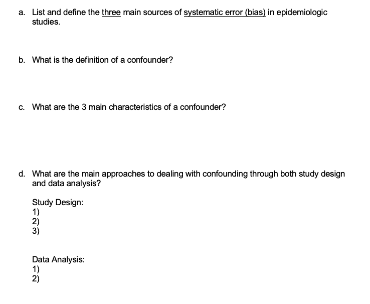 Solved a. List and define the three main sources of | Chegg.com