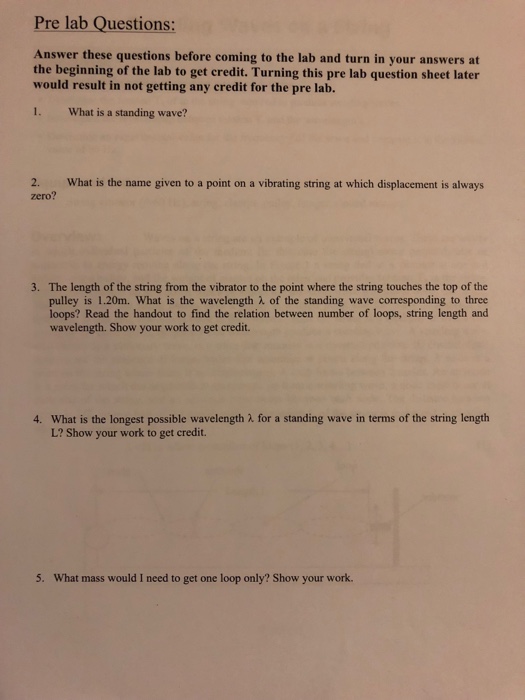 Solved Pre lab Questions: Answer these questions before | Chegg.com