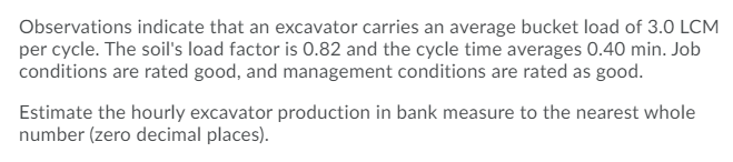 Solved Observations indicate that an excavator carries an | Chegg.com