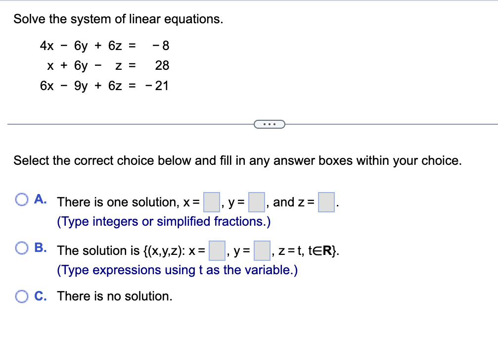 Solved Solve the system of linear equations. | Chegg.com