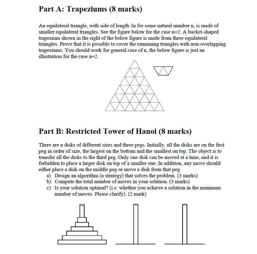 Solved Part A: Trapeziums (8 marks) An equilateral triangle, | Chegg.com