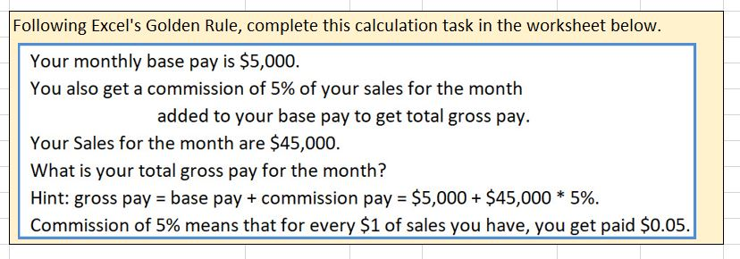 Solved Following Excel's Golden Rule, complete this | Chegg.com