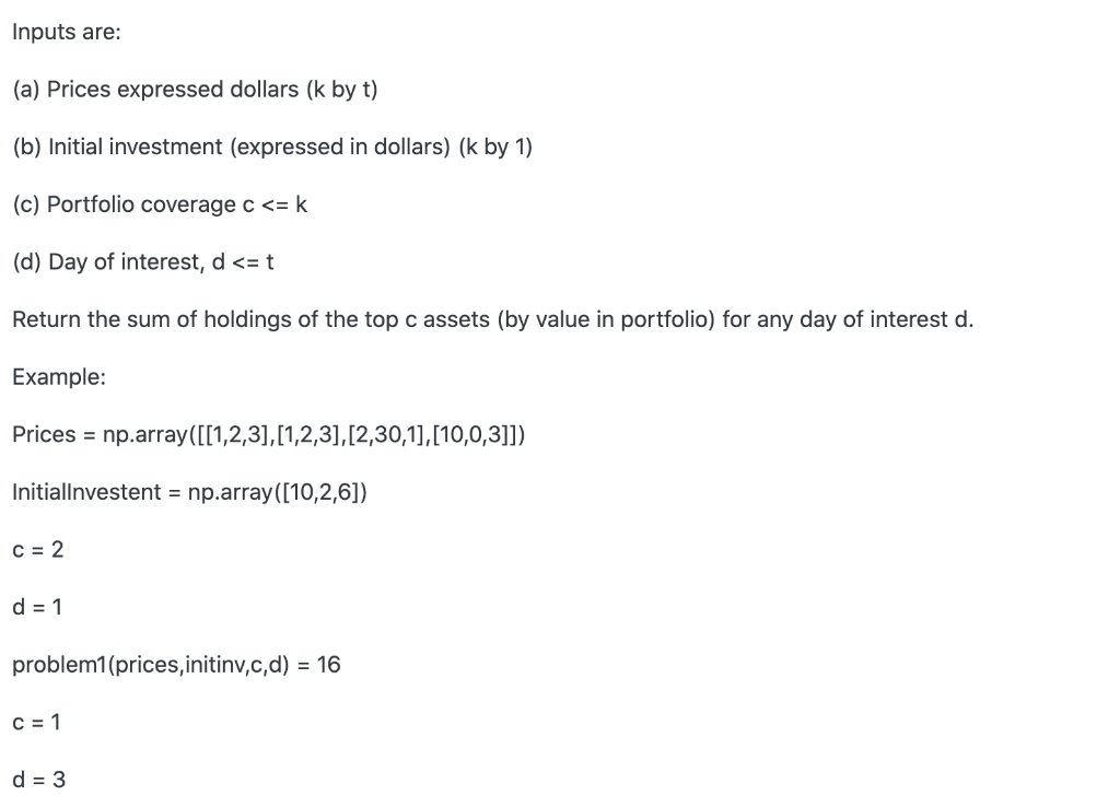 Solved problem1(prices,initinv,c,d) = 30 C = 2 d = 4 | Chegg.com