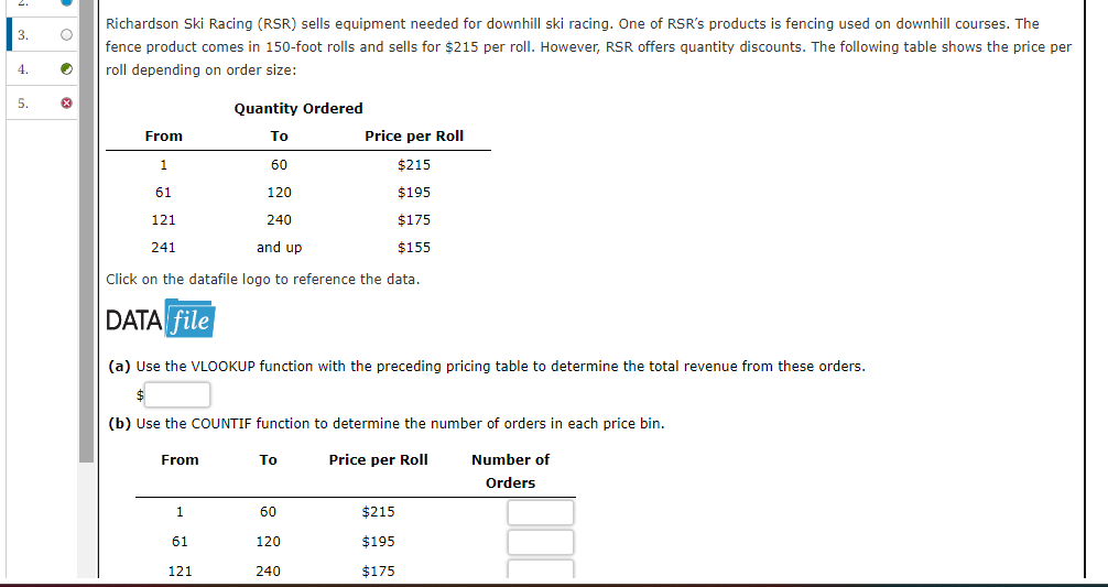 Richardson Ski Racing (RSR) sells equipment needed | Chegg.com