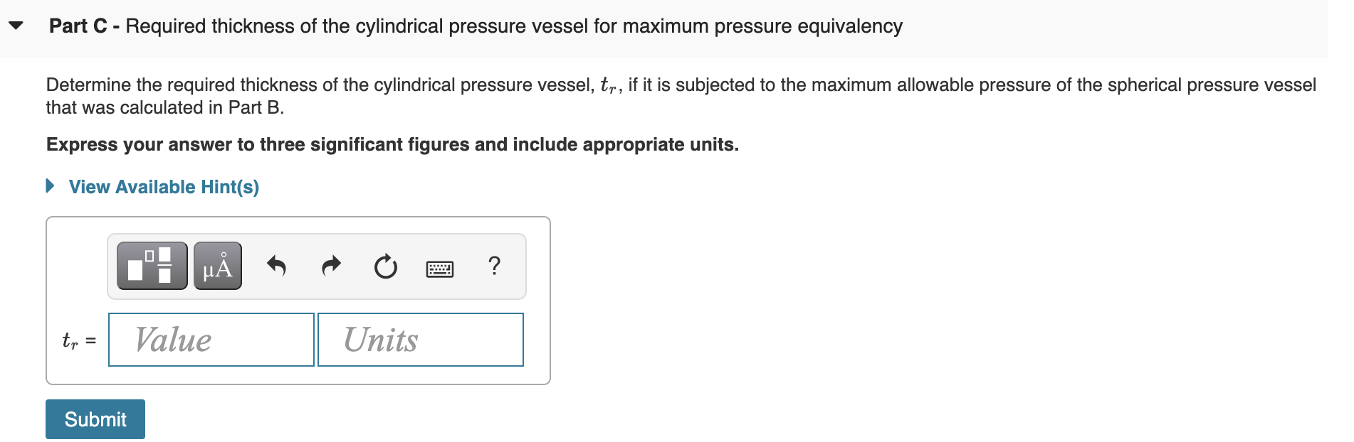 Solved Learning Goal: Part A - Maximum allowable pressure in | Chegg.com