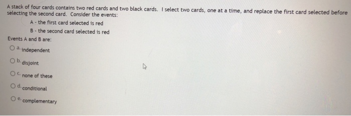 Solved two black cards. I select two cards, one at a time, | Chegg.com