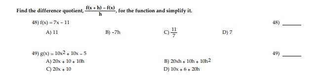 Solved ind the difference quotient, hf(x+h)−f(x), for the | Chegg.com