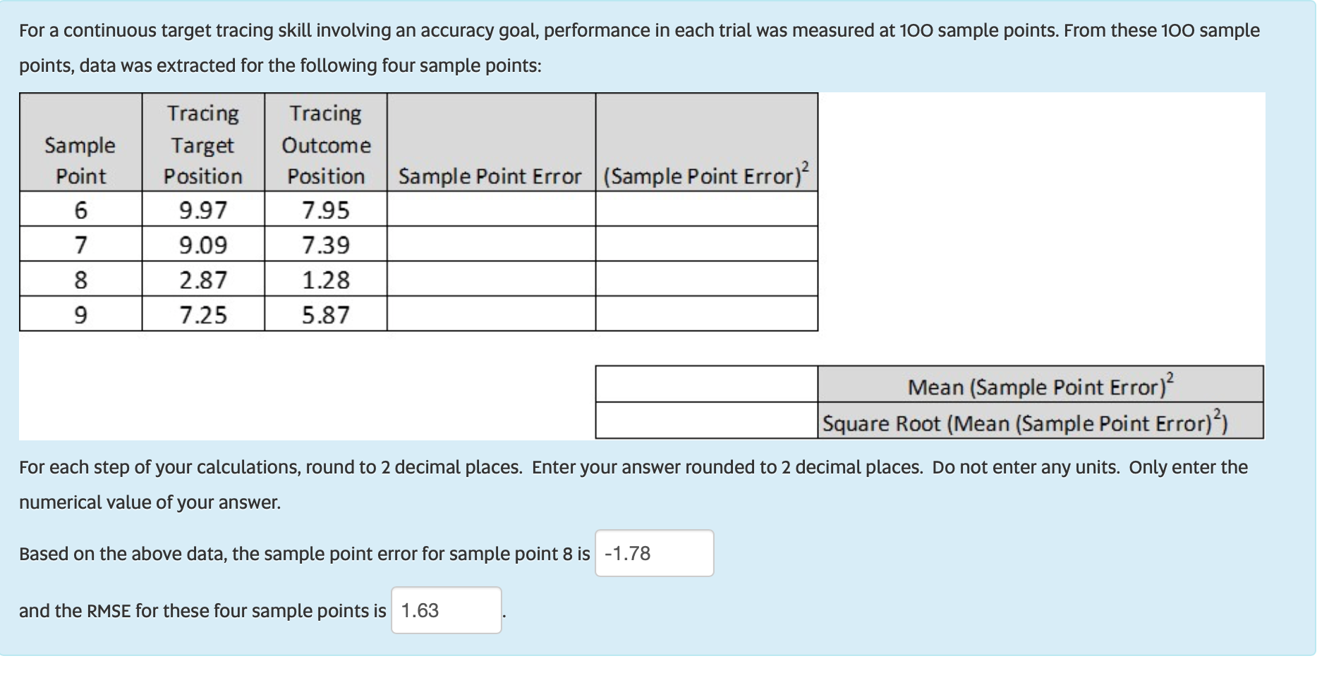 Solved For a continuous target tracing skill involving an | Chegg.com