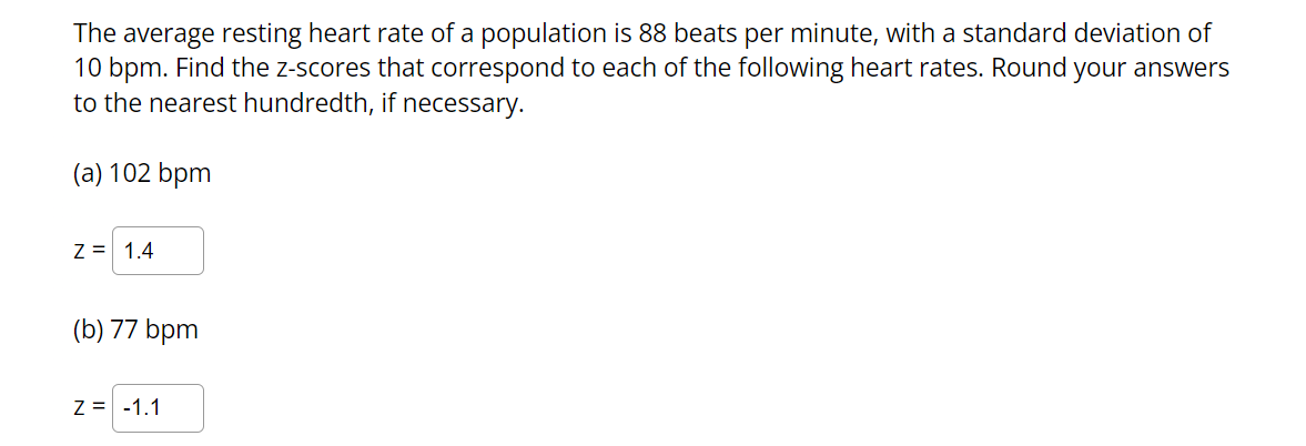 Solved The average resting heart rate of a population is 88 | Chegg.com