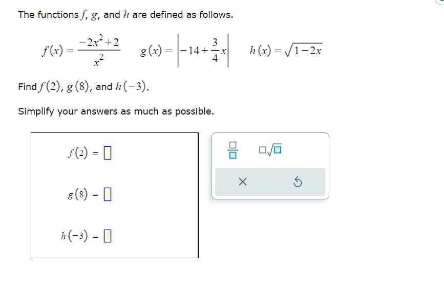 Solved The functions f,g, and h are defined as follows. | Chegg.com