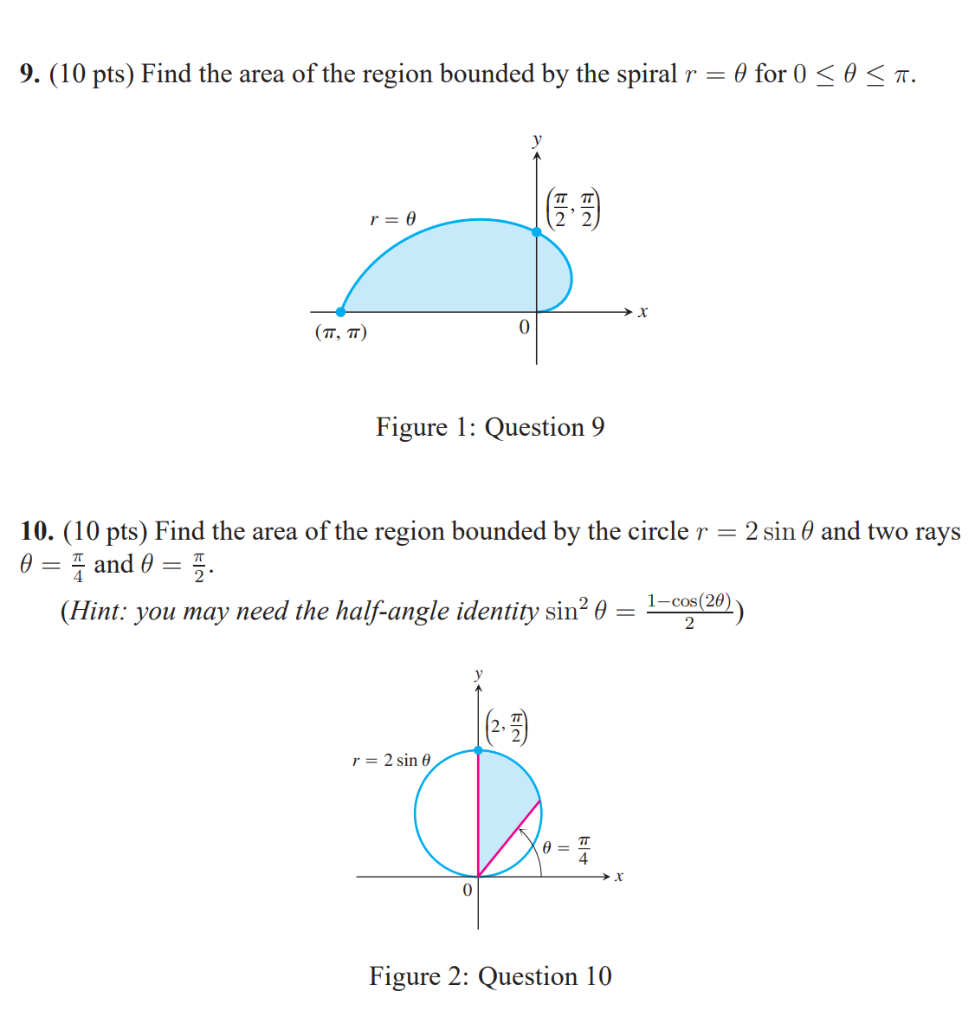 Solved 9. (10pts) Find the area of the region bounded by the | Chegg.com