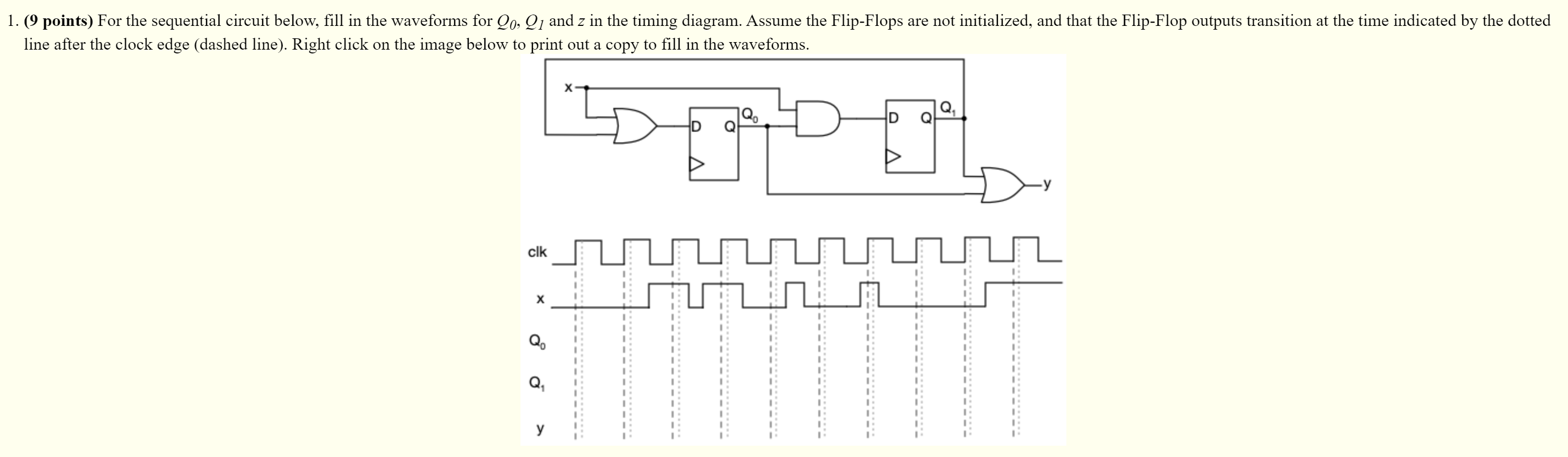 Solved 1. (9 points) For the sequential circuit below, fill | Chegg.com