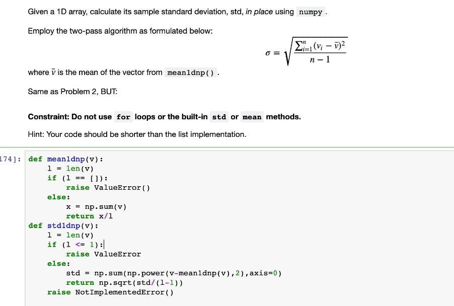 Solved This is my code. For 2D matrix std1dnp, should | Chegg.com
