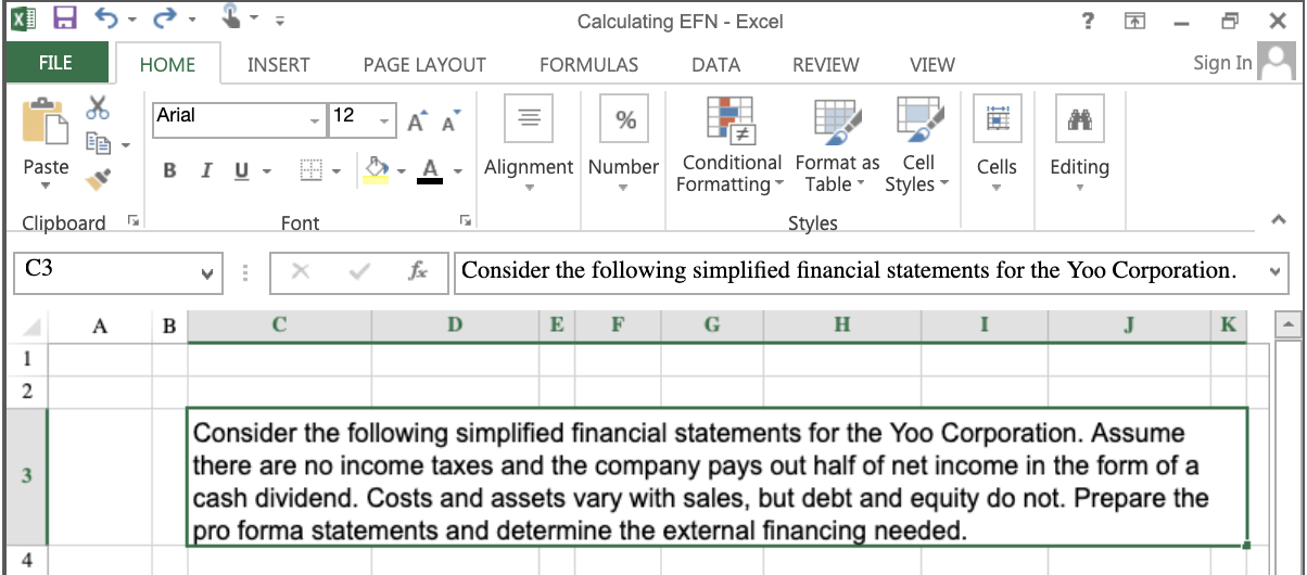 Solved Calculating EFN - Excel ?A X Sign In FILE INSERT | Chegg.com