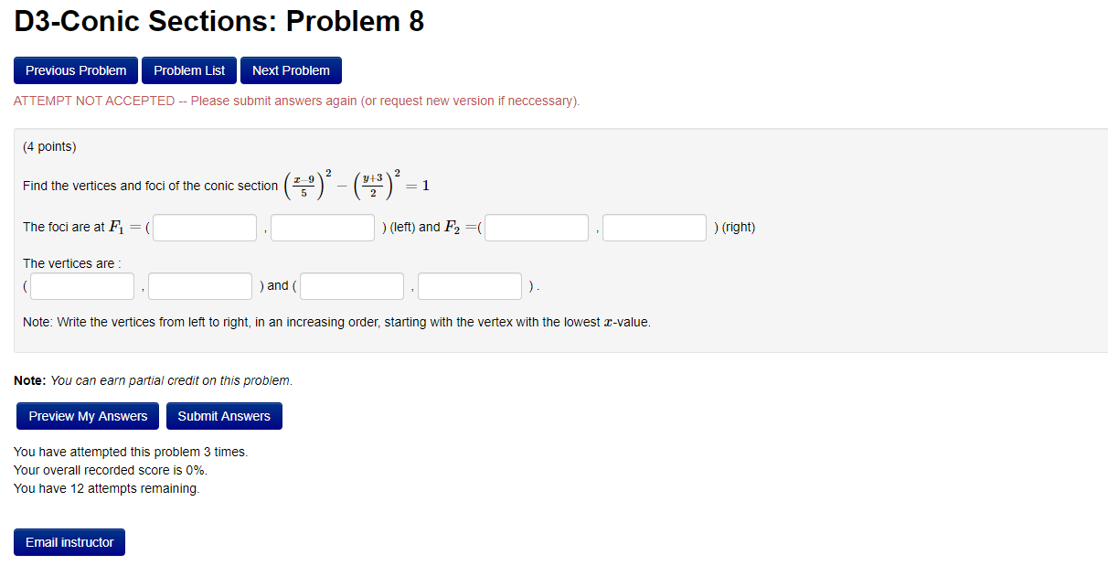 Solved D3-Conic Sections: Problem 8 Previous Problem Problem | Chegg.com